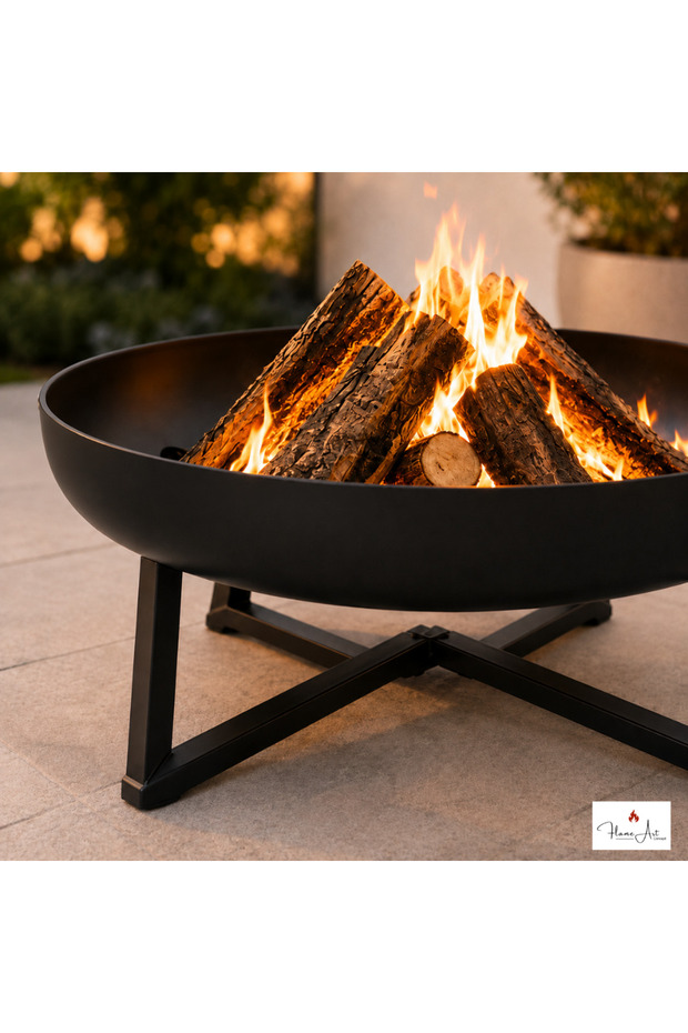 Flame Art Concept Ateş Çukuru Siyah Metal Odunlu Ateş Kasesi Ayaklı Dış ...