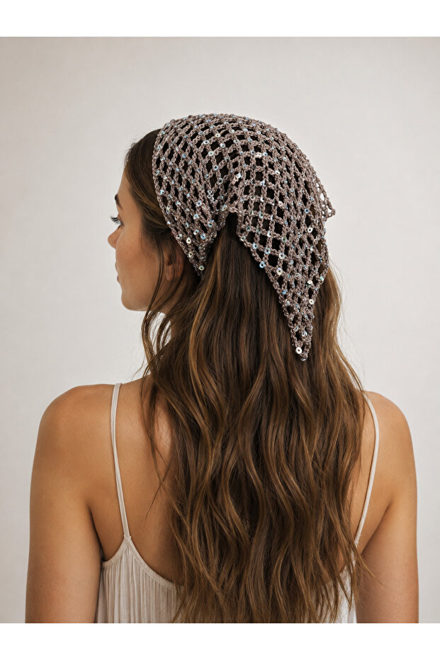 ByBurcuGuler Vizon Simli ve Pullu Örgü Bandana - Fiyatı, Yorumları