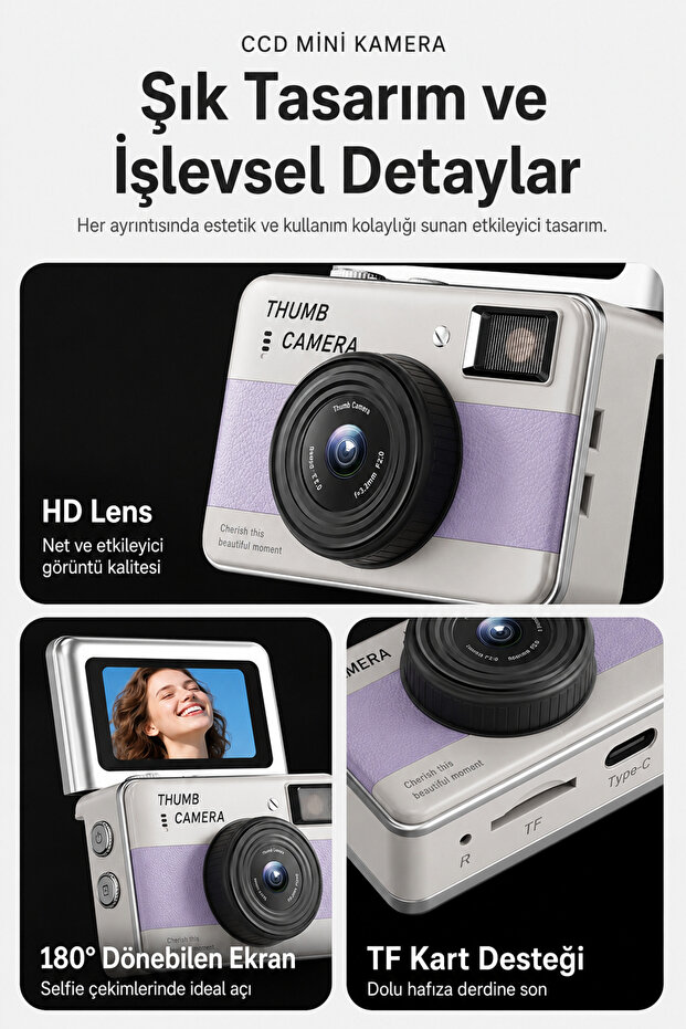 SEYUTECH Retro Mini Dijital Kamera 1080P HD 1.47 inç Flip Ekranlı ...