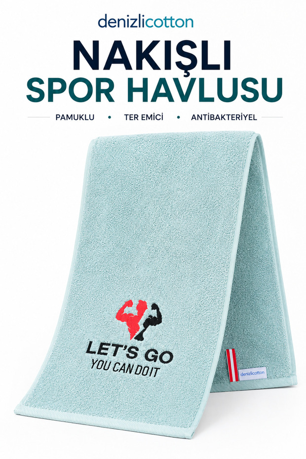 denizlicotton Nakışlı Spor Havlusu Pamuklu Ter Emici Fitness Pilates ...