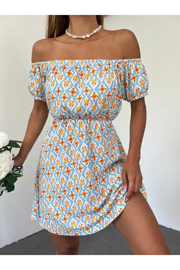 ALMİLA MODA DESENLİ MİNİ ELBİSE - Fiyatı, Yorumları