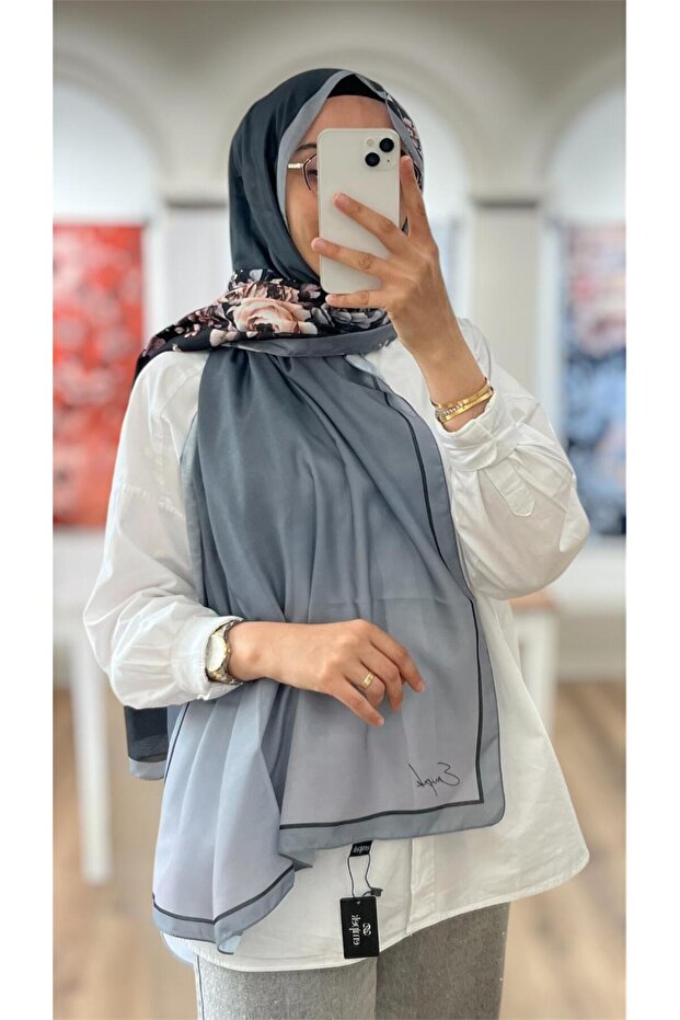 e.m ipek Floral Degrade Soft Şal - Gri - Fiyatı, Yorumları