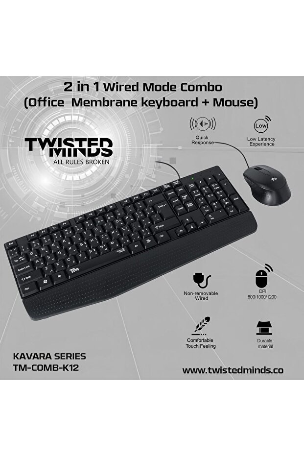 Twisted Minds K12 Cavara Series 2-in-1 Wired Keyboard and Mouse Combo ...