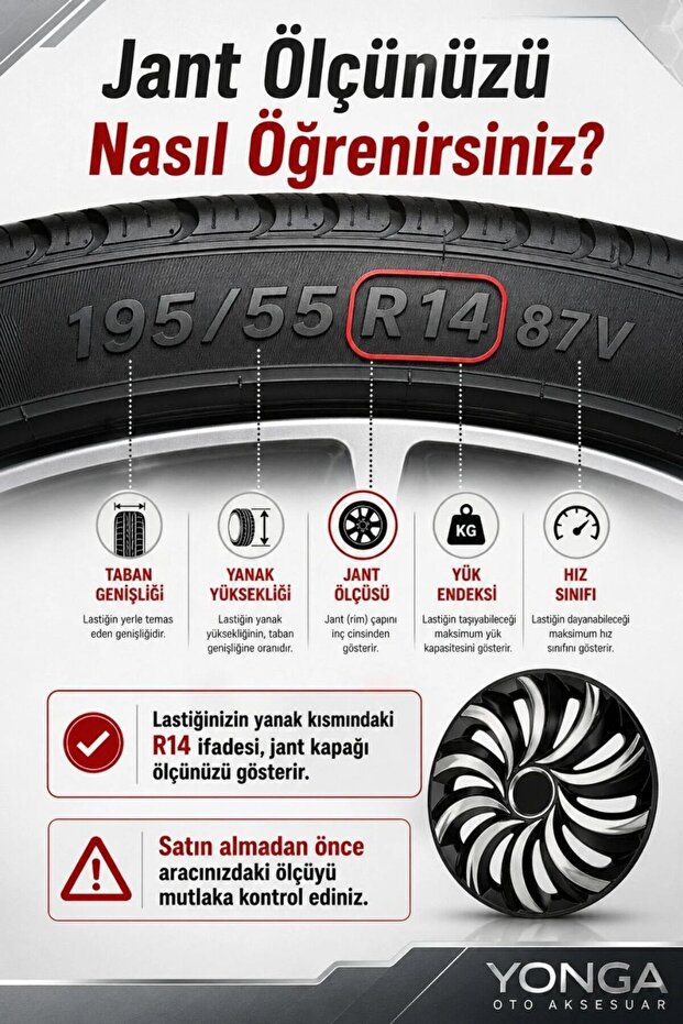 YONGA OTO AKSESUAR RENAULT SYMBOL 14 İnç Kırılmaz Jant Kapağı 4 Adet ...