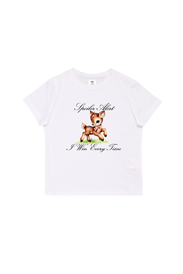 WHITE OF CREATIVE Kadın I Win Every Time Fawn Geyik Yazılı Baby Tee ...