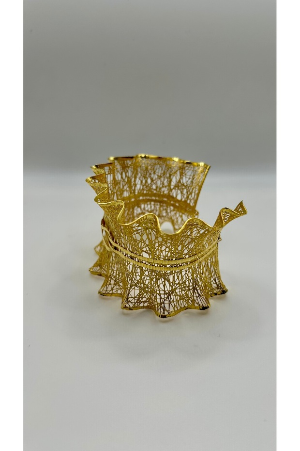 NYR Gold Silver 925 Ayar Gümüş Tokalı Tül Kelepçe Geniş Korse Bileklik ...