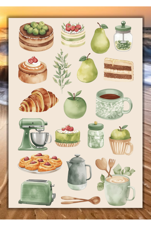 VORACRAFT 2'li Pastel Yeşil Kek Mutfak Sticker | Scrapbook ve ...