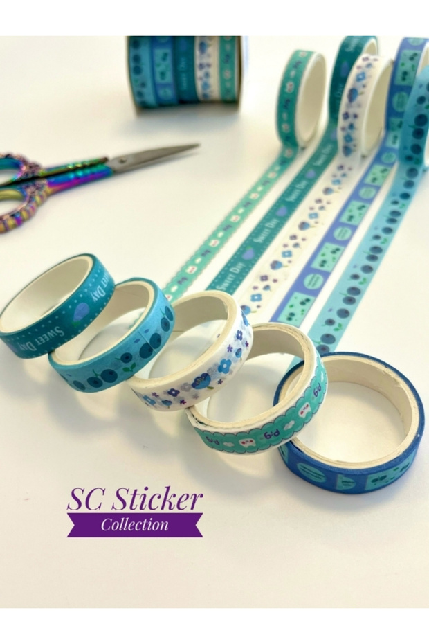 SC Sticker Collection Blue Sweet Yaban Mersini ve Çiçek Desenli 5’li ...