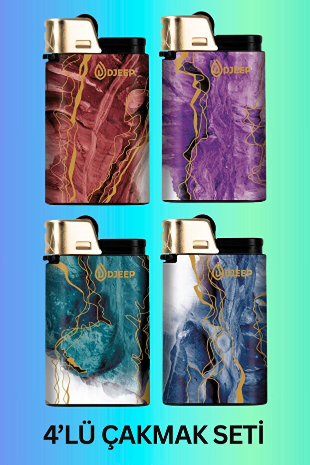 DJEEP Golden Stone Serisi Taşlı Çakmak -4'lü Set –Premium Altın ...
