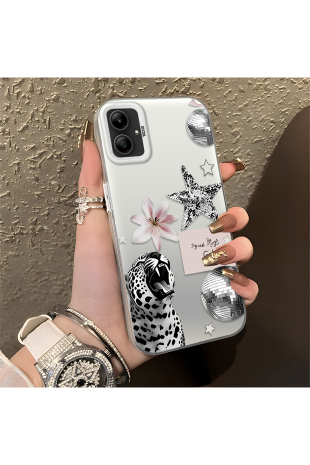 PATTERNOVA Samsung Galaxy A05 Uyumlu Leopar çiçek yıldız desenli ...