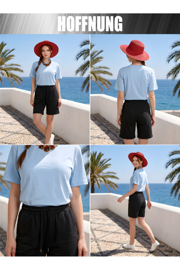 HOFFNUNG Unisex 2 Thread Oversize T-Shirt Shorts Set- Trendyol