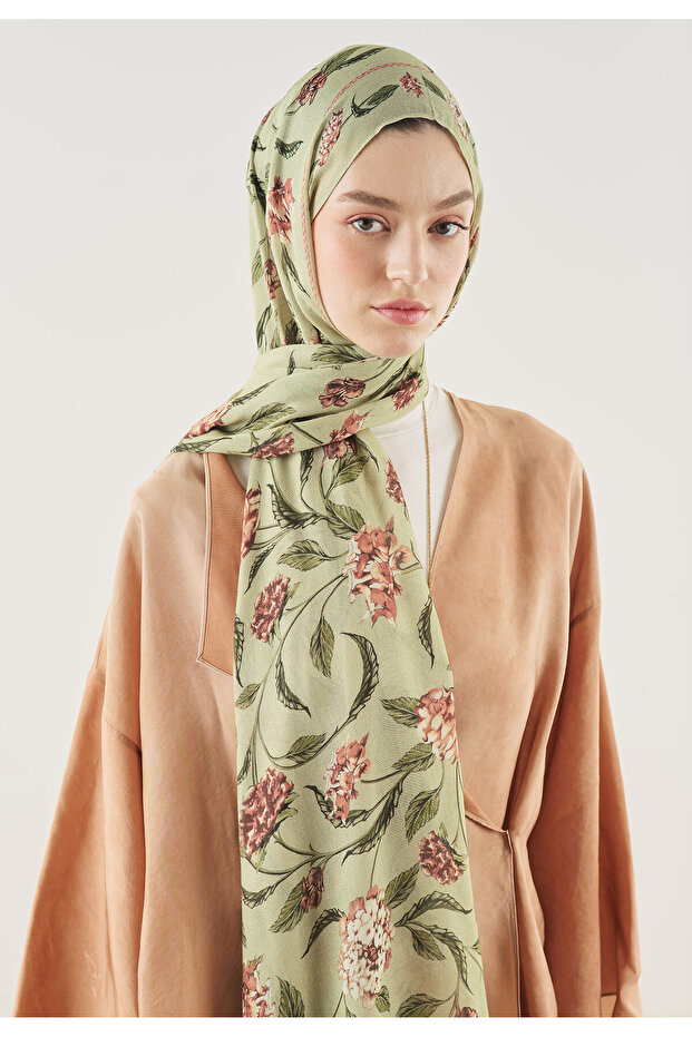 Freshscarfs Bloomy Desen Soft Viskon Şal Yeşil - Fiyatı, Yorumları