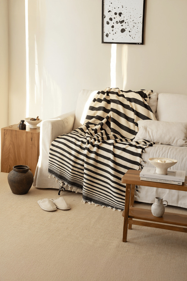COMO HOME Zebra Model Yatak Örtüsü/ Pike/ Koltuk Örtüsü 130x180 cm ...