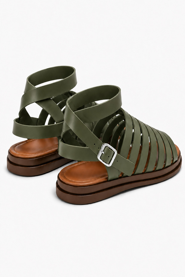 GUADA Vegan Deri, Zigg Model Bantlı Sandalet - Fiyatı, Yorumları
