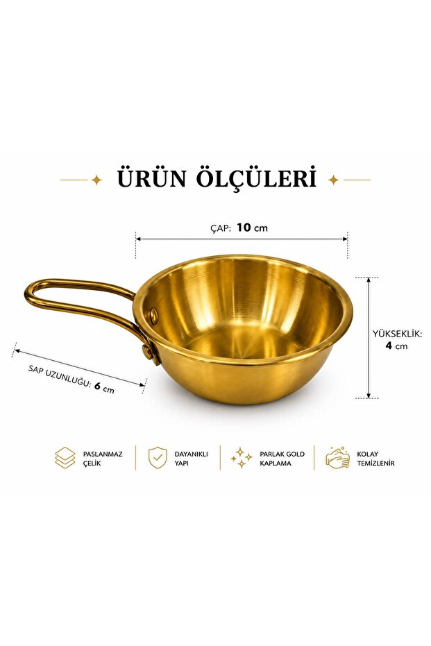 s elsa home 1 Adet Gold 304 Paslanmaz Çelik Kulplu Mini Tava Sosluk ...