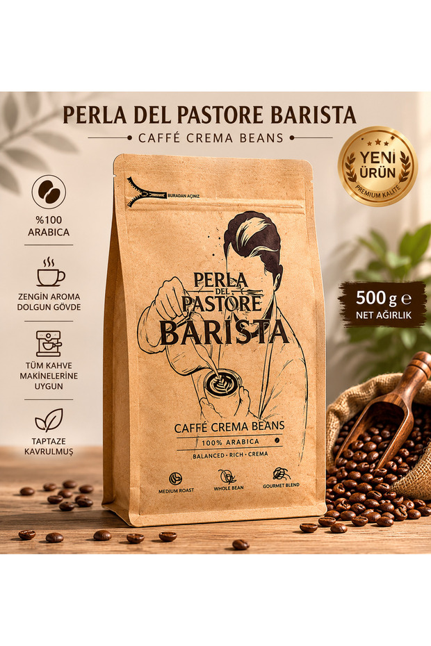 PERLA DEL PASTORE Barista Caffè Crema Beans %100 Arabica Kahve ...