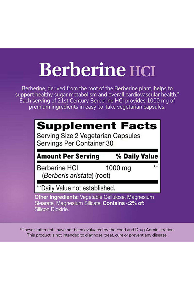 21st Century Berberine HCI Glucose Support 60 Vegetarian Capsules ...