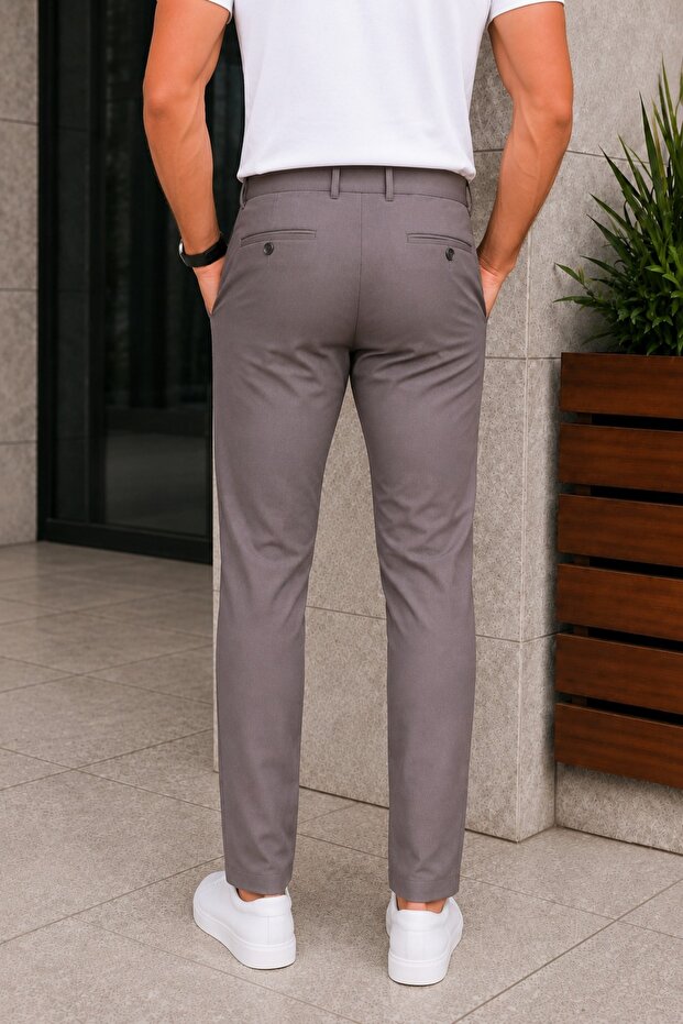 Ser Joven Men's Mink Slim Fit Lycra Side Pocket Ankle Length Plain ...