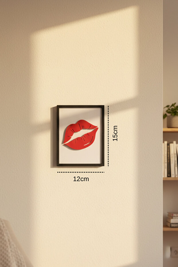 TUTACENTER Minimal Dudak Tablo 12x15 cm | Dekoratif Duvar Süsü | Modern ...