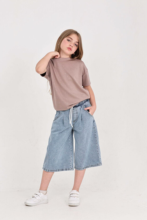 MODANINO Kız Çocuk Jean Kaprili 2'li Alt-Üst Takım 7-12 Yaş 12673SK ...