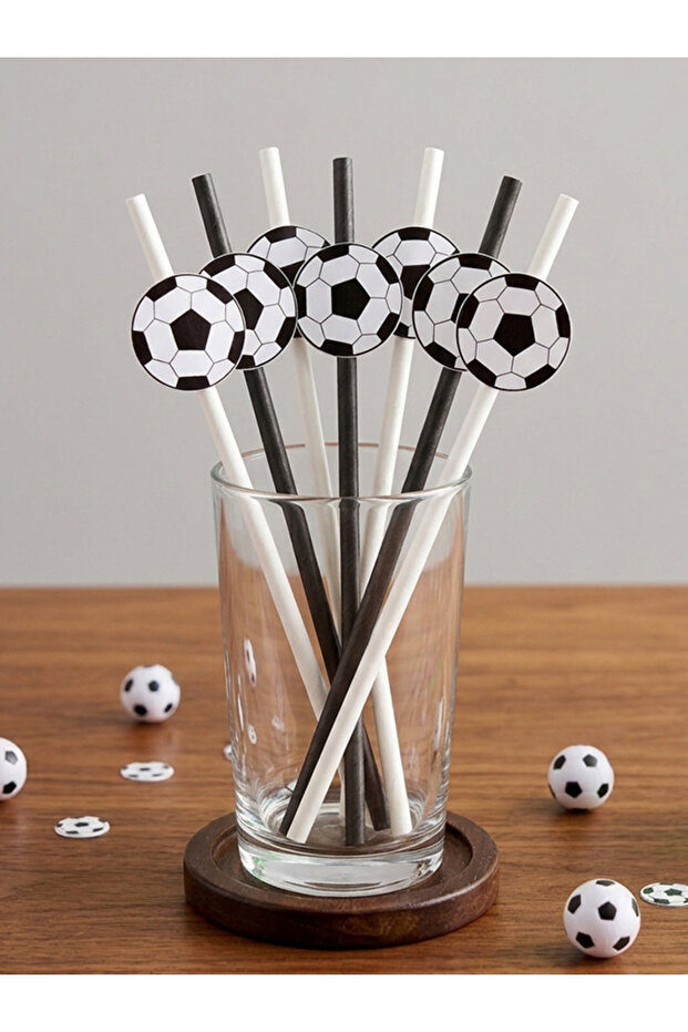 parti pera Siyah Beyaz Futbol Topu Şekilli Kağıt Pipet 8 Adet - Fiyatı ...