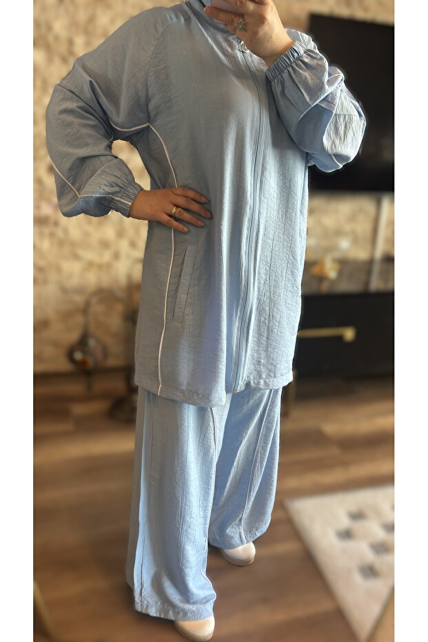 MİMİ Luxury Wear Kadın Biye Detaylı Fermuarlı Tesettür İkili Takım ...
