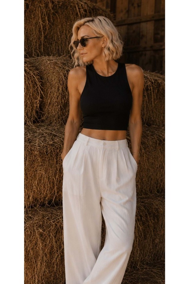 ibeeka - Mykanos Pink - Black Crop Top Kaşkorse Destekli Kendinden ...