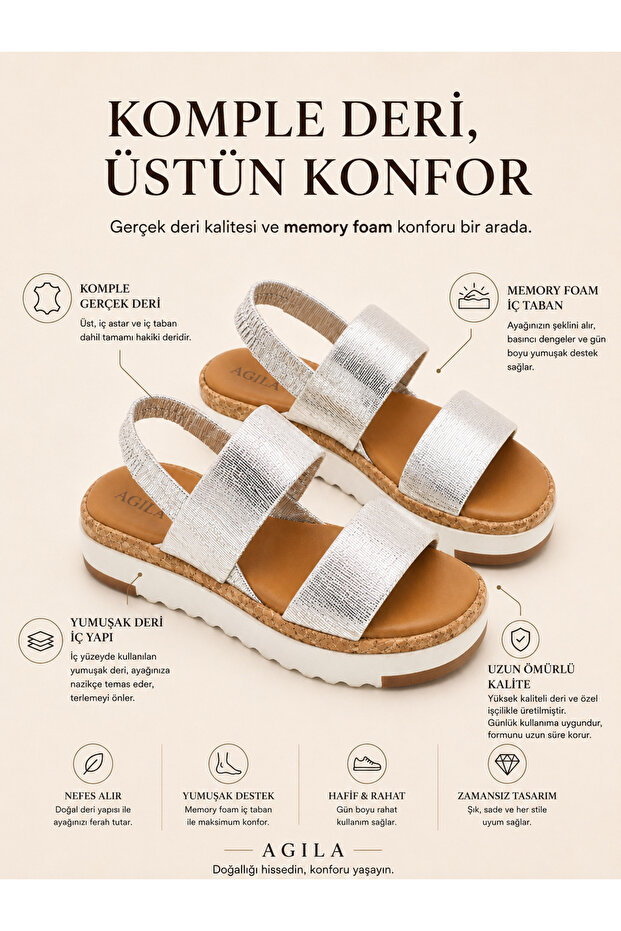 agilashoes NUVIA Hakiki Deri & Memory Pad Kadın Sandalet - Fiyatı ...