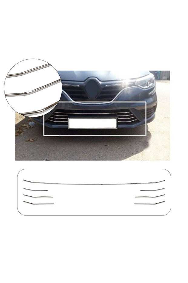 BRSPLAST Renault Megane 4 Uyumlu 2016-2020 Krom Ön Tampon Çıtası Ve Ön ...