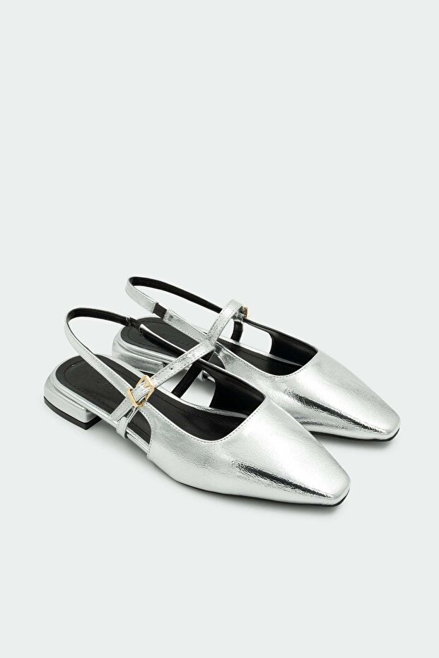 LamintaGlobal Noir Toka Detaylı Kadın Silver Babet - Fiyatı, Yorumları