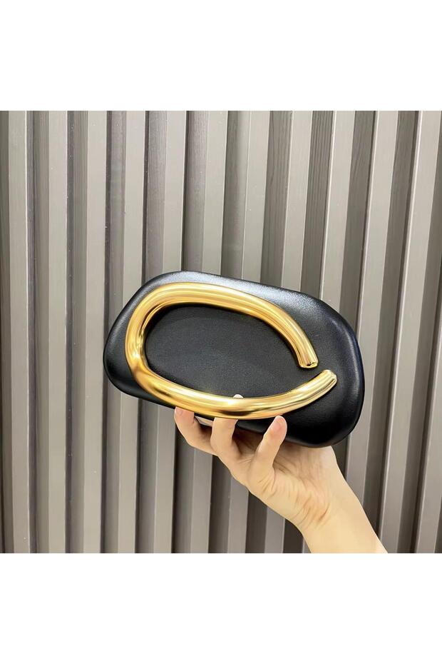 larosee Pinterest Model Gold Tutma Kulplu Siyah Deri Kadın Abiye El ve ...
