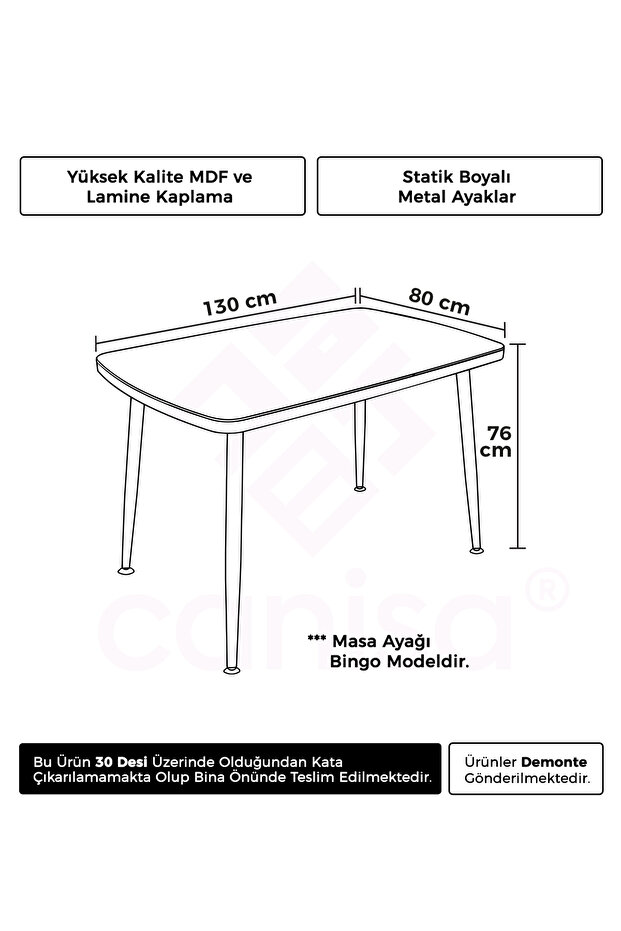 Canisa Runes Serisi MDF Sabit 80x130 Beyaz Mutfak Masası - Fiyatı ...