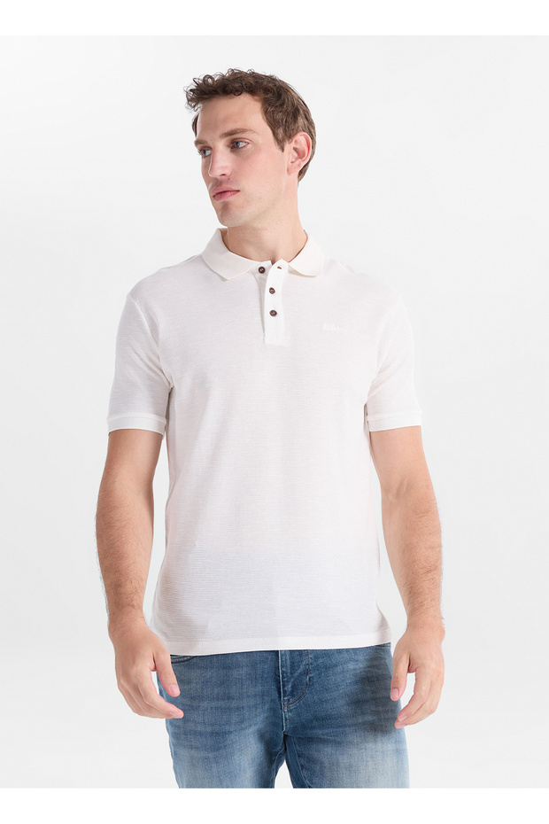 Lee Cooper TYLER Erkek Regular Fit Basic Polo Yaka T-Shirt Beyaz ...