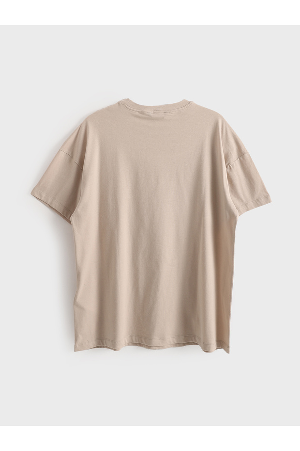 LC Waikiki Tricou de damă cu guler rotund cu imprimeu supradimensionat ...