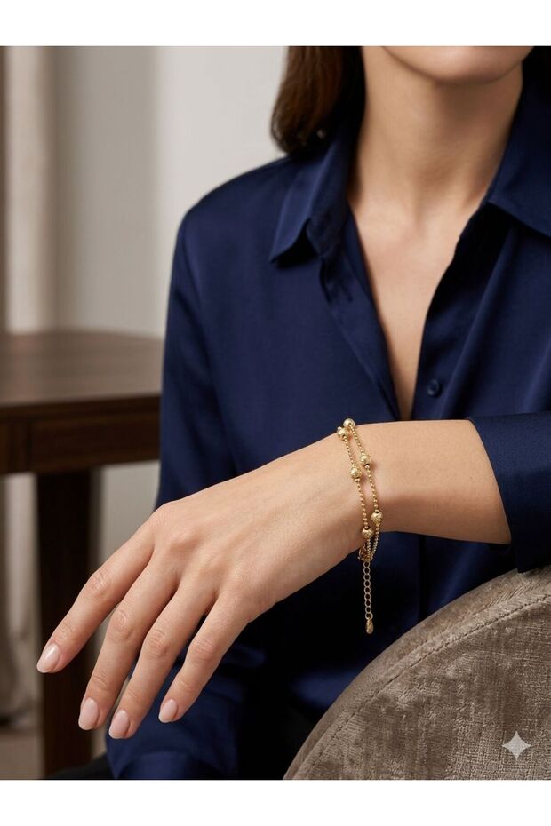 LUXENYA DESİGN CM Jewelry Dorika 2’li Zincir Model 14K Altın Kaplama ...