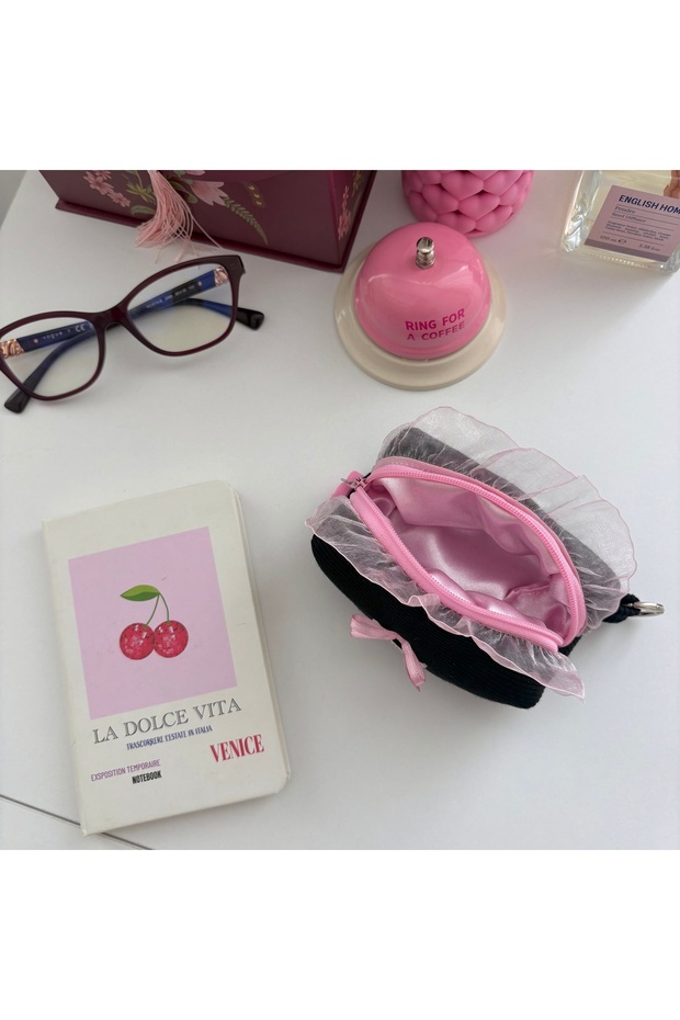 PİNKUE Coquette Mini Cüzdan/ Tüllü AirPods Çantası/ Çanta Charmı ...