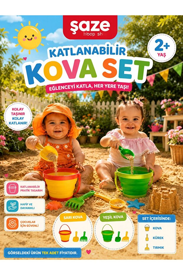 SAZE KATLANABİLİR KOVA SETİ 2’Lİ MODEL SEÇENEĞİ – KOVA, KÜREK VE TIRMIK ...