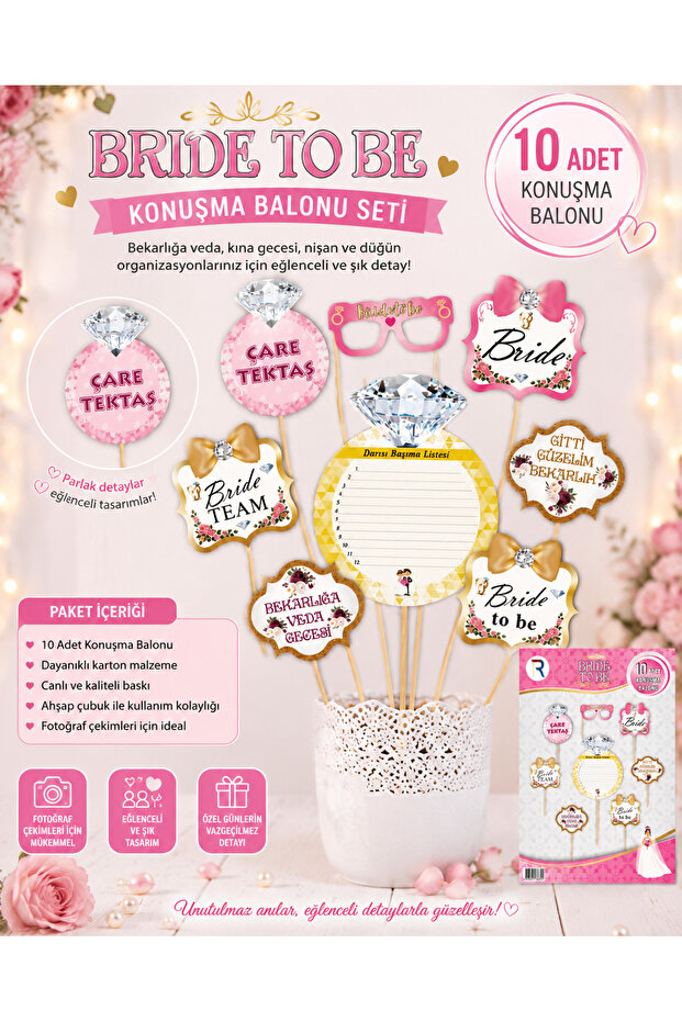 Dizayn Parti Evi Bride To Be Konuşma Balonu Seti 10 Adet Bekarlığa Veda ...
