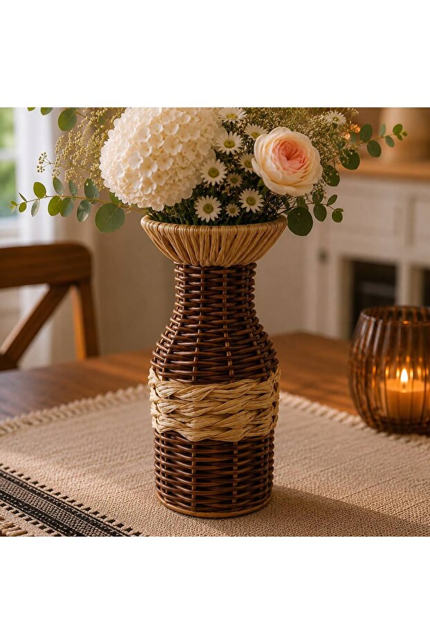 s elsa home Rattan Hasır Dekoratif Vazo- Dekoratif Obje-Modern Estetik ...
