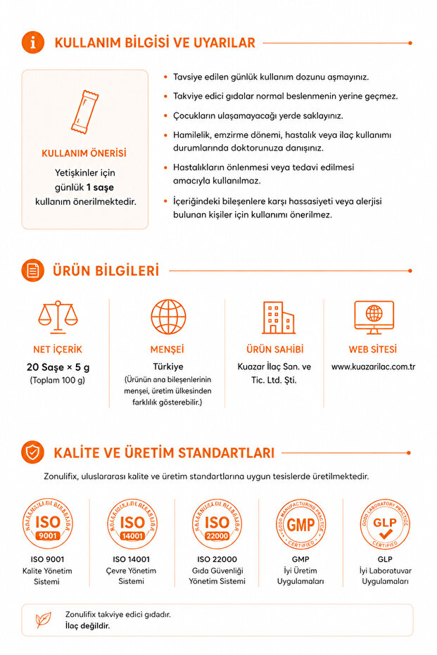 Kuazar İlaç Zonulifix N-Bütirik Asit, L-Glutamin, Kuersetin 20 Şase ...