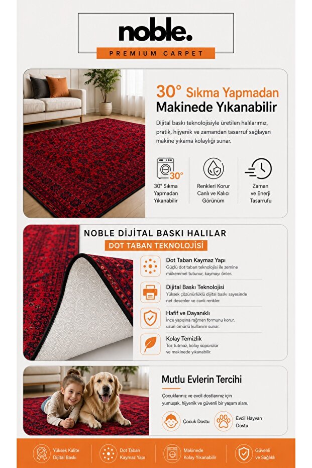 Liriya Dijital Kaymaz Yıkanabilir Patchwork Vintage Retro Salon Halısı ...