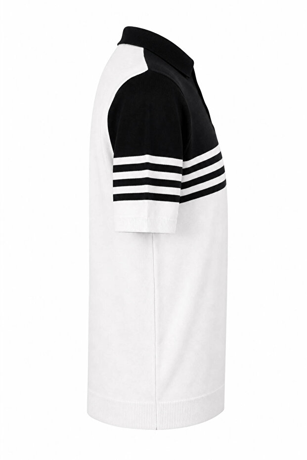 trender Yarım Fermuarlı Siyah - Beyaz Erkek Polo Yaka T-shirt 17406 ...