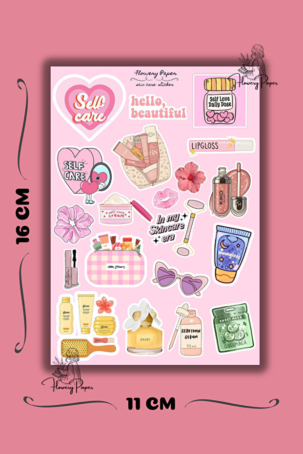 Flowery Paper 5'li ScinCare Sticker sayfası , Defter,ajanda ,journal ...