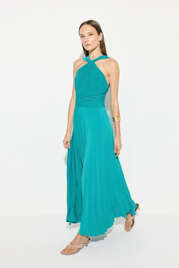 Gusto Drape Detaylı Maksi Örme Elbise - Yeşil - Fiyatı, Yorumları