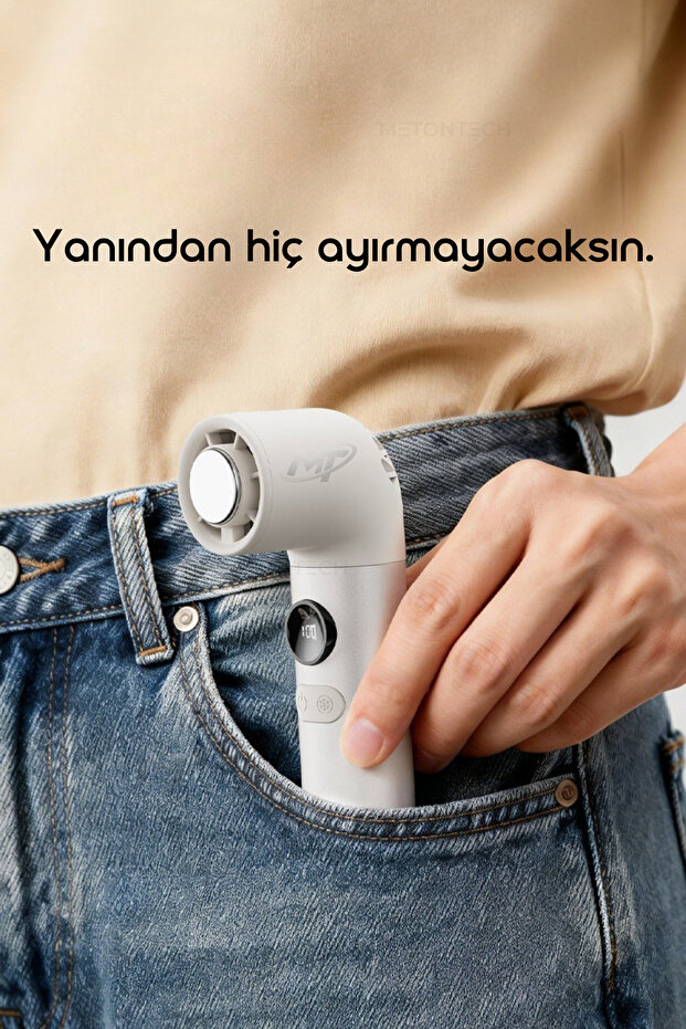 METONTECH IceCool Şarjlı Mini El Fanı 100 Kademeli Dijital Göstergeli ...