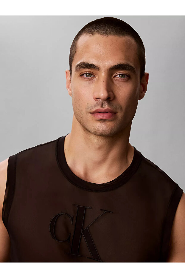 Calvin Klein Erkek CK Logo İmzalı Fileli Kolsuz Siyah T-Shirt - Fiyatı ...