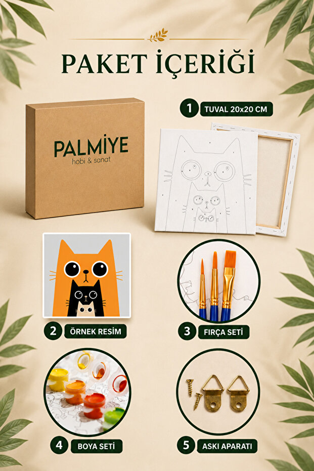 Palmiye Hobi Sanat Sayılarla Boyama 20x20 Cm Tuval Seti Fırça Boya ...