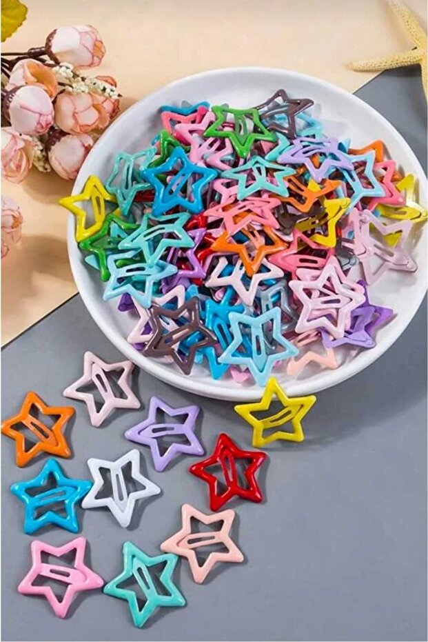 ModaRESSO 18 Adet Yıldız Toka Seti - Renkli 3 cm Saçı Acıtmaz Toka ...