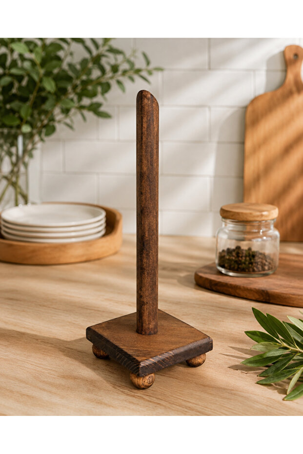 fam wood art Kare Doğal Ahşap Top Ayaklı Kâğıt Havluluk , Rulo Kâğıt ...
