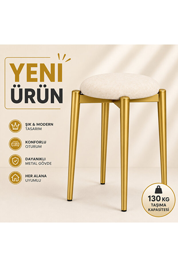 EDMONDA EV AKSESUAR ZÜMRA TEKLİ PUF TABURE BENCH MAKYAJ SANDALYESİ GOLD ...